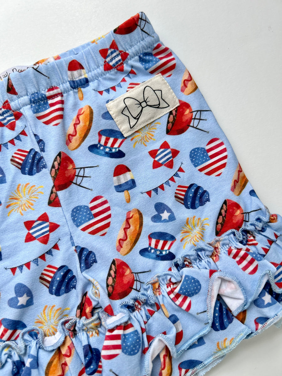 All American Cookout Ruffle Shorties | Patriotic Print Ruffle Shorts ...